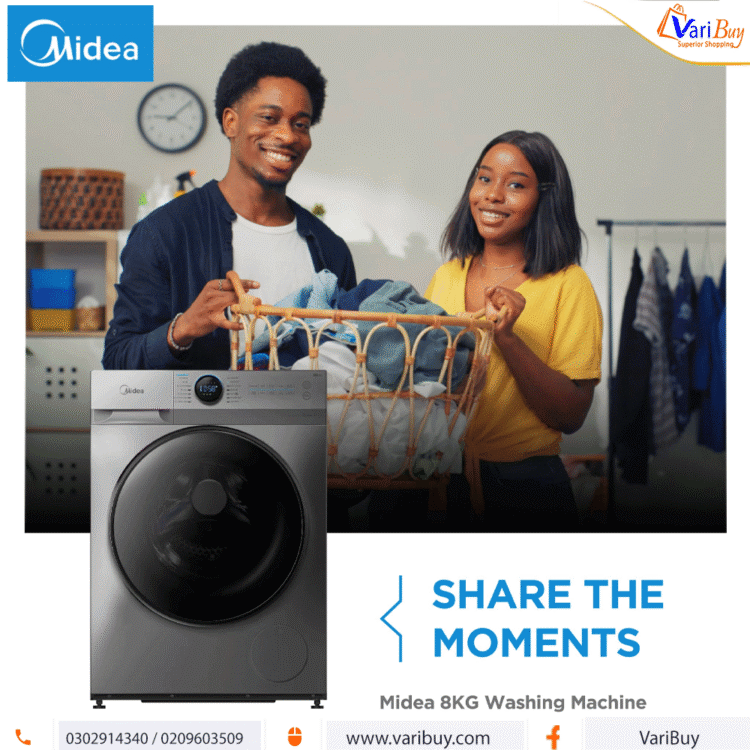 Midea 8kg Front Load Washing Machine| BLDC Inverter Motor, 1400 RPM, 15 ...