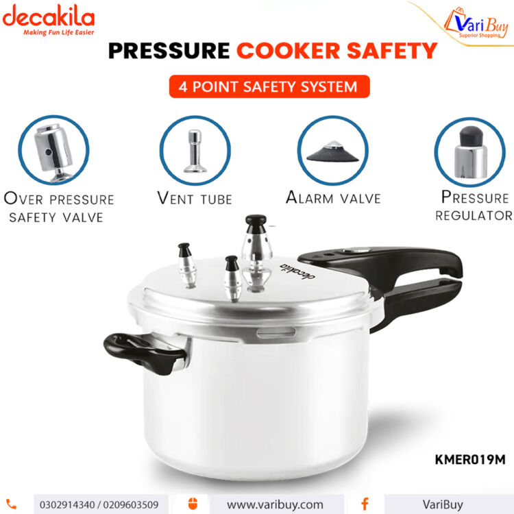 Decakila 7L Aluminium Pressure Cooker| Cool Bakelite Handle Safety Lid ...