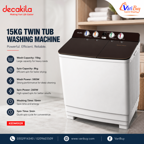 Decakila 15kg Twin Tub Semi Auto Washing Machine [KEDM002R] - Superior ...